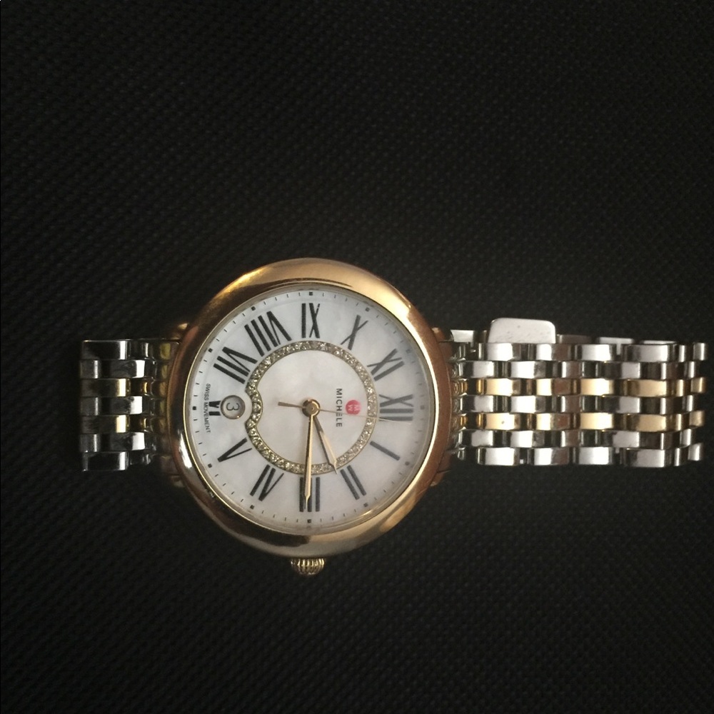 Authentic Michelle Watch ! Two Toned - Gem